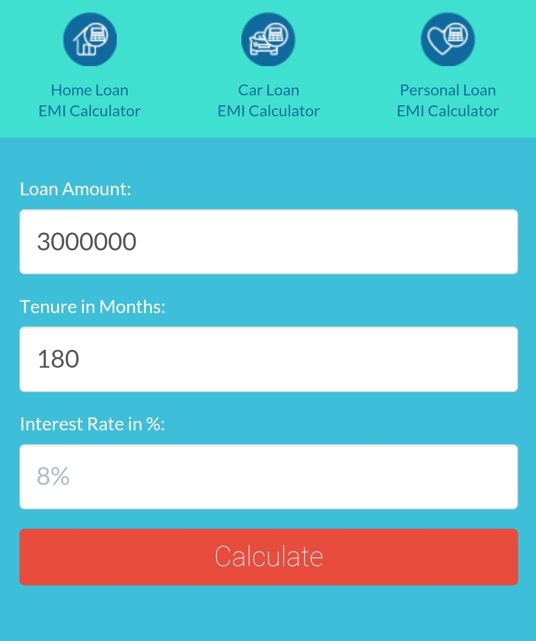 Reducing balance loan calculator
